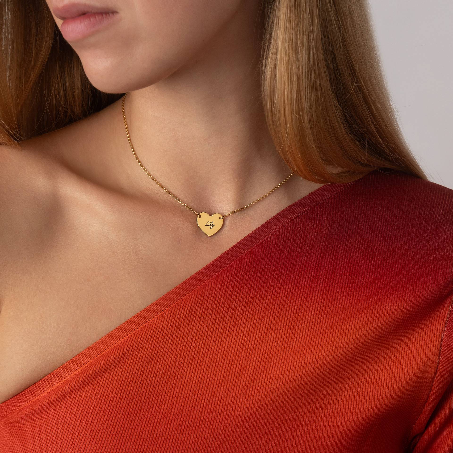 Gold Vermeil Engraved Heart Necklace - MyNameNecklace
