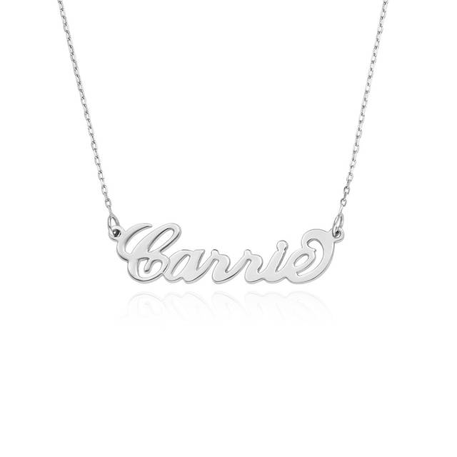 Carrie Style Cursive Name Necklace - 14K White Gold - MyNameNecklace
