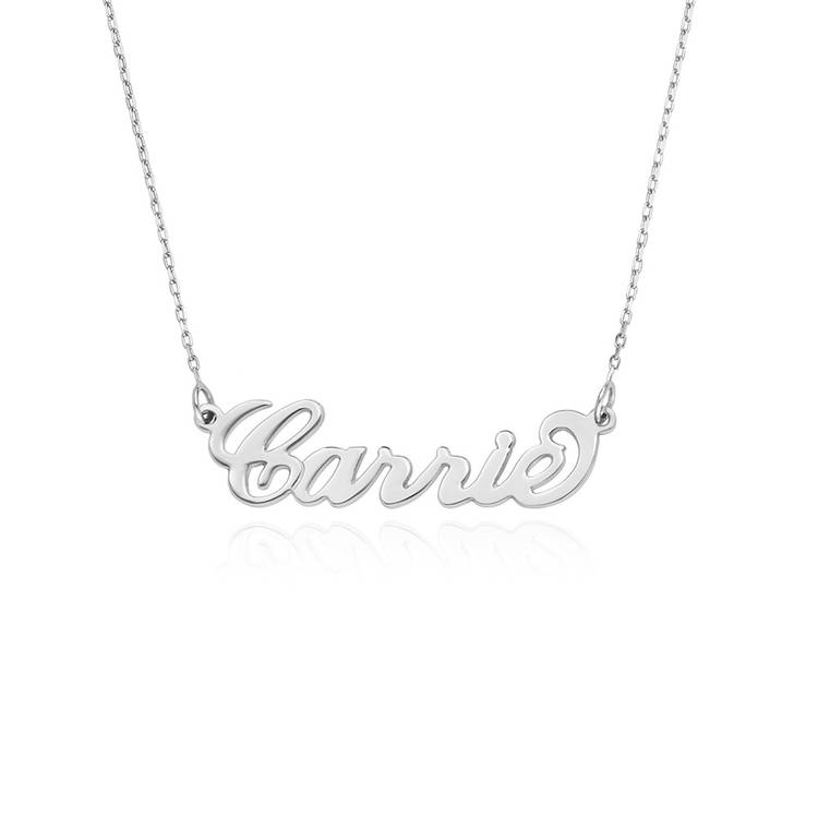 Carrie Style Cursive Name Necklace - 14K White Gold - MyNameNecklace