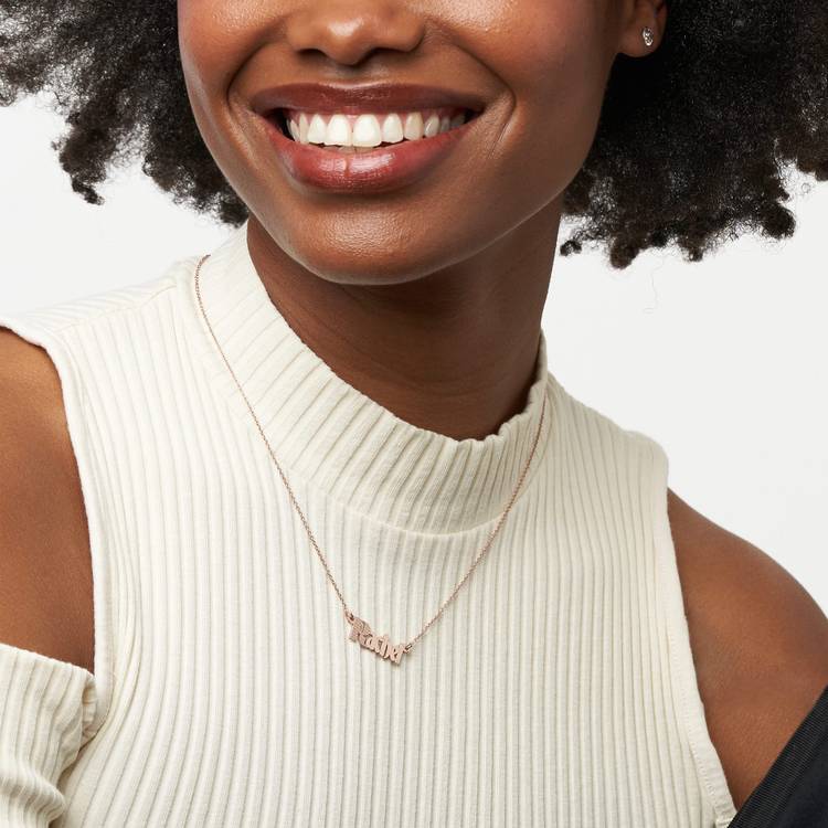Gothic Name Necklace in 18K Rose Gold Plating - MyNameNecklace