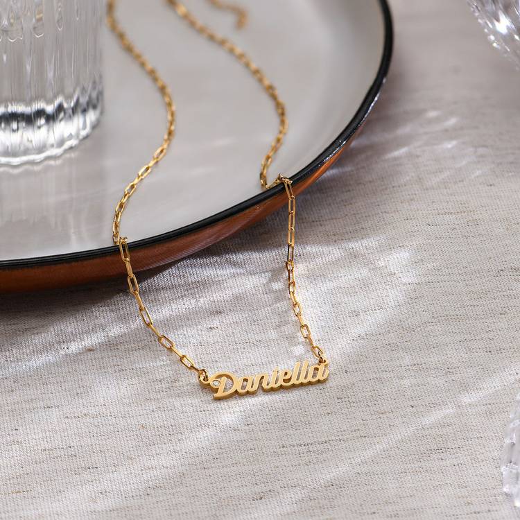 Paperclip Script Name Necklace with Diamond in 18k Gold Plating - My ...