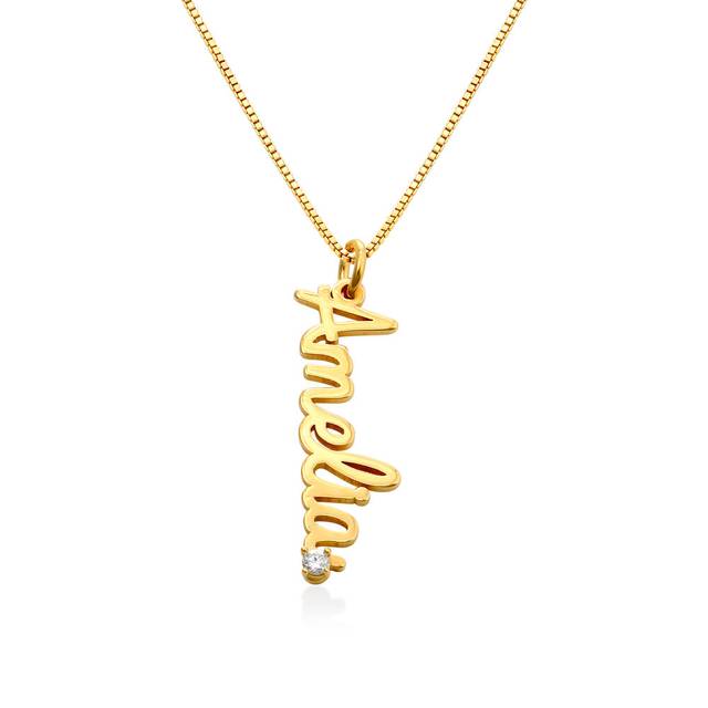 Bogota Vertical Diamond Name Necklace in 18k Gold Plated - My Name Necklace