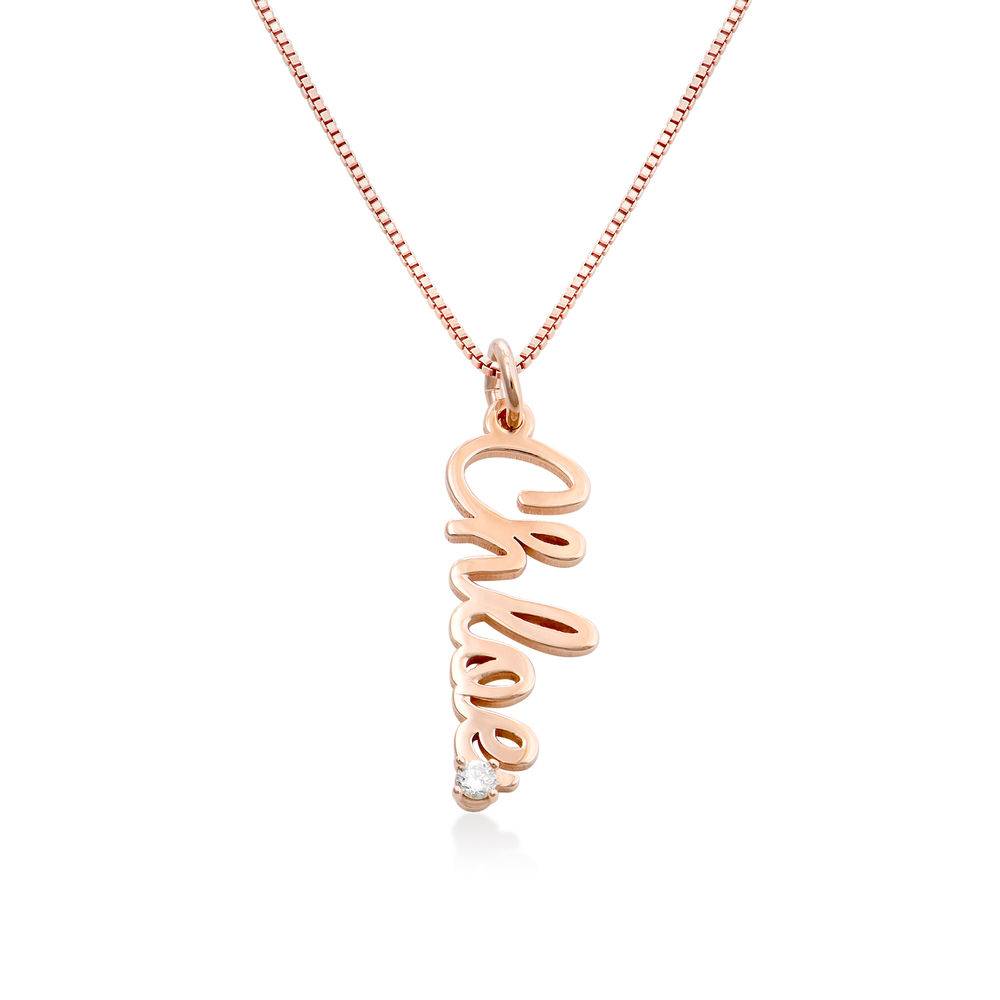 Bogota Vertical Diamond Name Necklace in Rose Gold Plating - MyNameNecklace