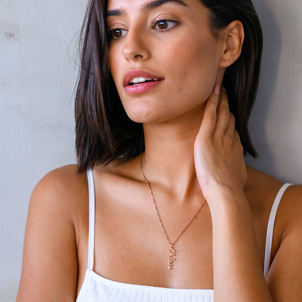 Bogota Vertical Diamond Name Necklace in Rose Gold Plating - MyNameNecklace